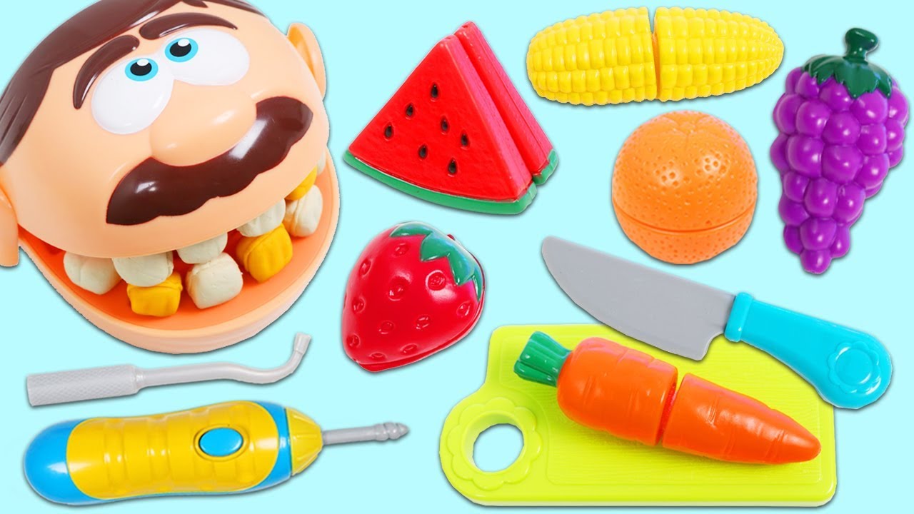 Cutting And Feeding Mr. Play Doh Head Fruits And Veggies! - YouTube