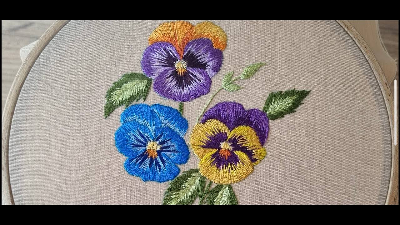Violets flower embriodery | Easy violets flower embriodery | Hand ...