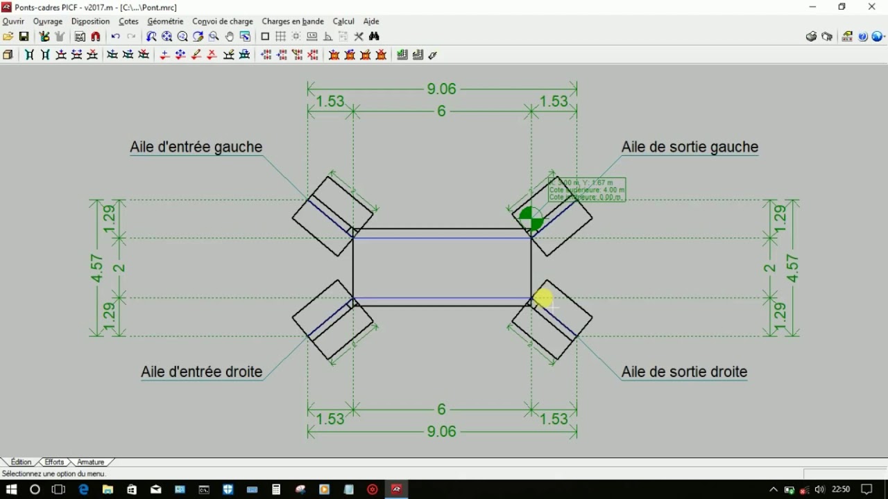 CYPECAD: charge en bande et dimensionnement d'un dalot - YouTube