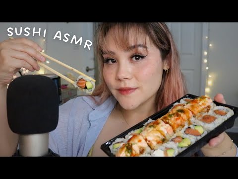 ASMR Sushi Mukbang 🍣 🥢 초밥 먹방 tingly eating sounds, whispered ramble to help you sleep
