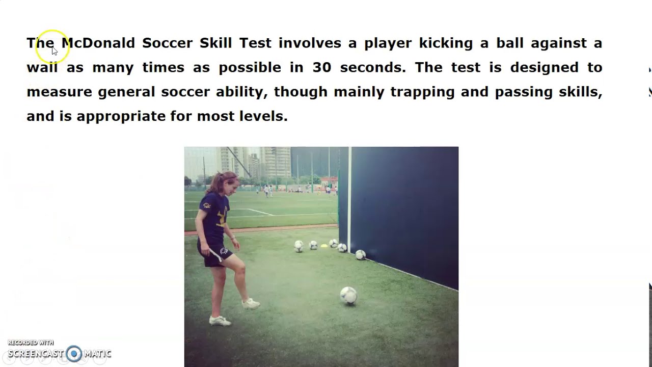 McDonald Soccer Skill Test أختبار ماكدونلد للمناولة - YouTube