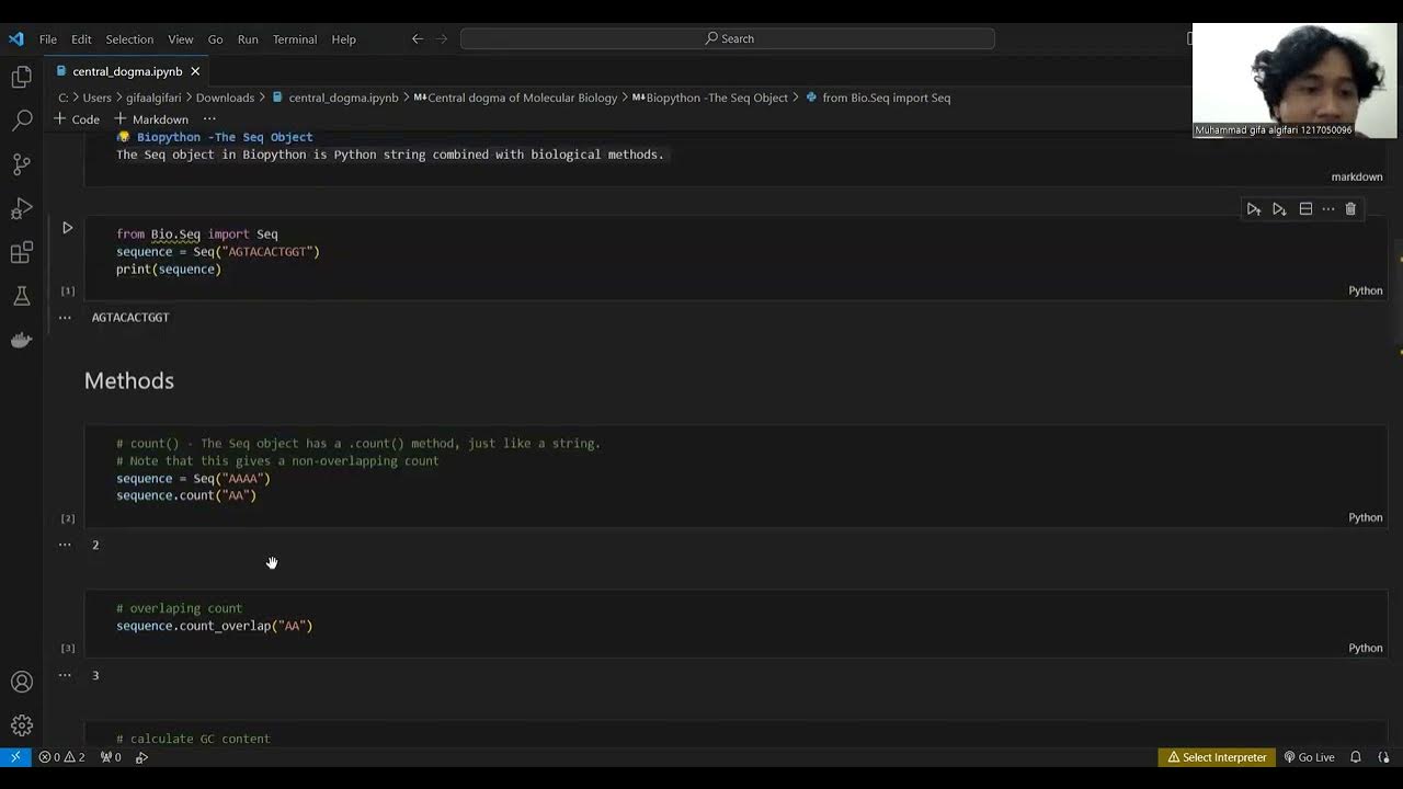 Bioinformatics From DNA to RNA to Protein using Biopython (Transcription and Translation) - YouTube