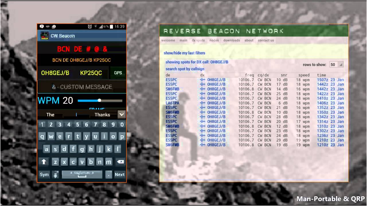 CW Beacon App Android | Reverse Beacon Network - YouTube