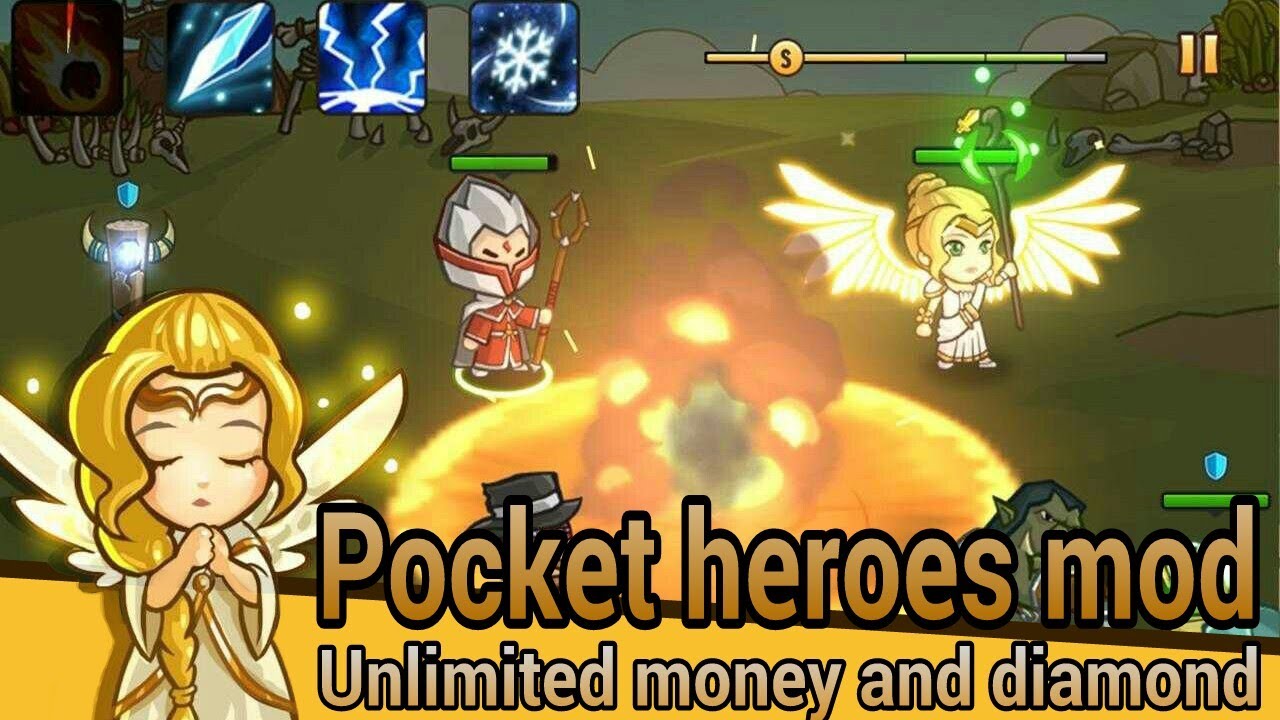 POCKET HEROES MOD || Unlimited money & diamond.link in descripsi - YouTube