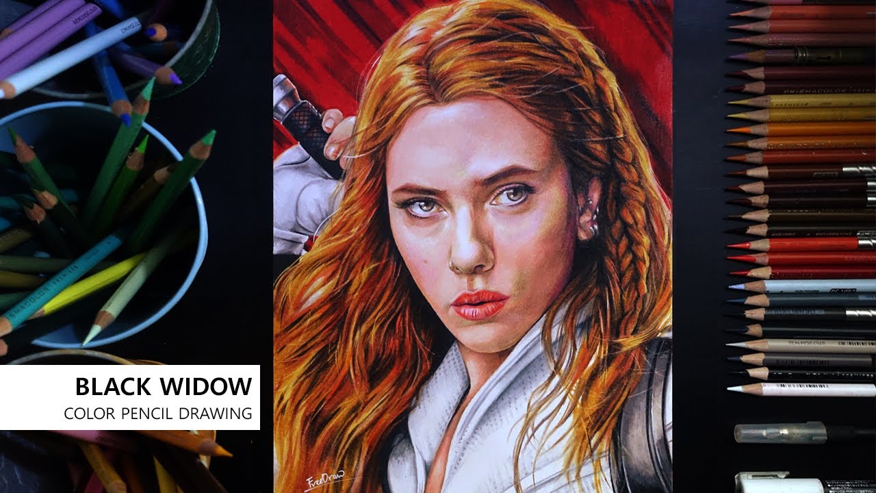 BLACK WIDOW colored pencil drawing - Freedraw - YouTube