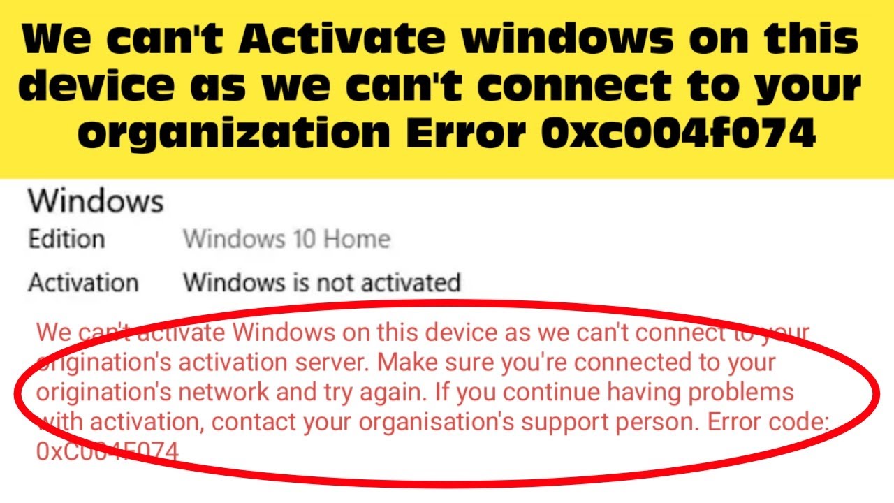 We can't Activate windows on this device as we can't connect to your ...