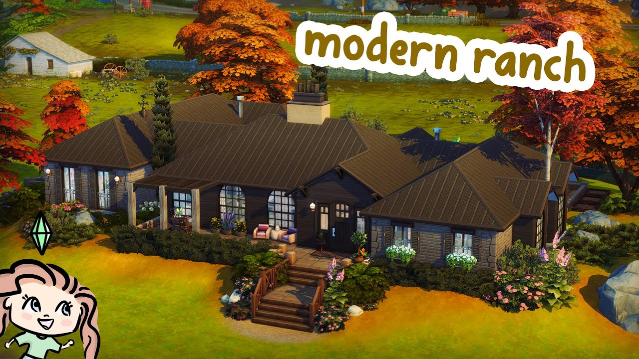 Modern Ranch Style Family Home 🍁 || The Sims 4 Speed Build - YouTube