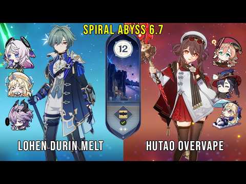 C0 Lohen Durin Melt and C1 Hutao Overvape | Genshin Impact Abyss 6.7 Floor 12 9 Stars