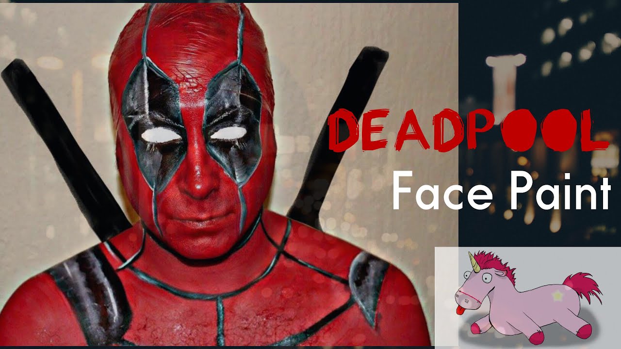 Halloween DEADPOOL quick easy facepaint makeup - YouTube