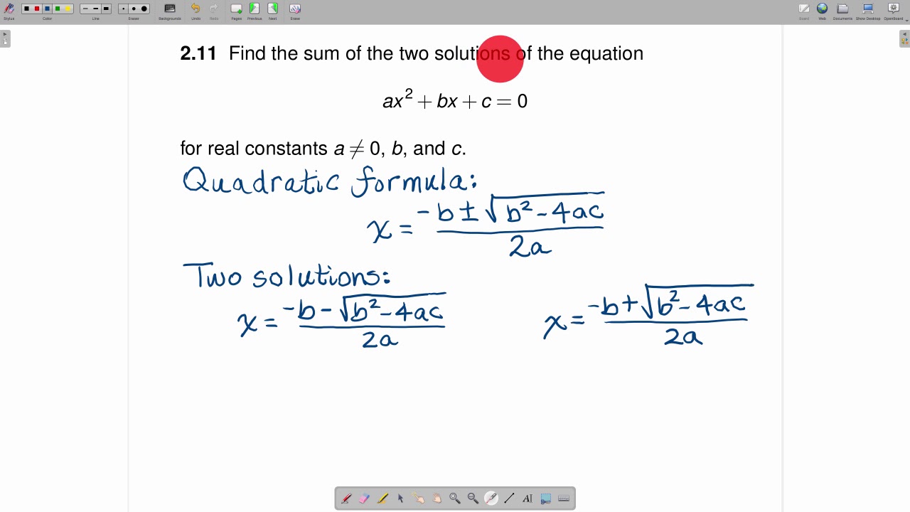 Solving a Quadratic Equation by the Quadratic Formula - Transitioning ...