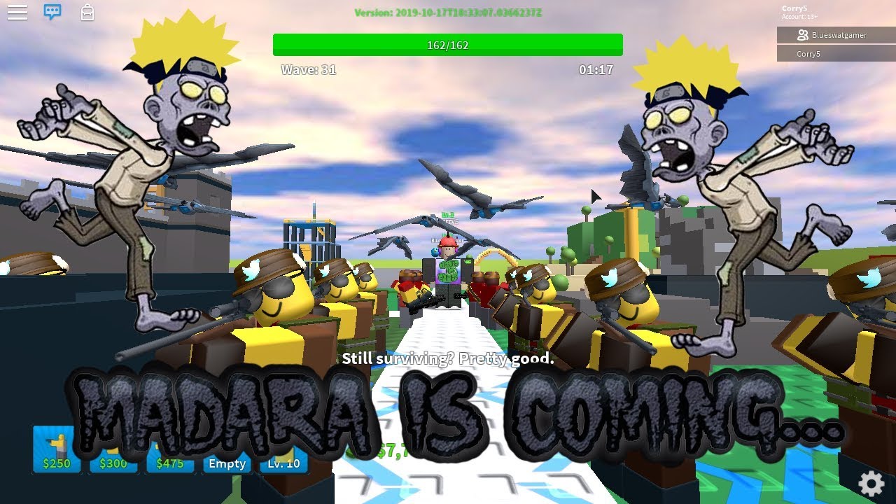 NARUTO RUNNING ZOMBIES!!!! | Roblox Tower Defense - YouTube