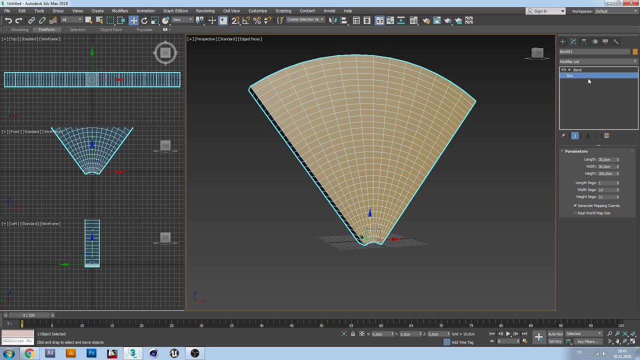 3Ds Max Modify List - Bend Modifier (Bükme Aracı) - Türkçe - YouTube