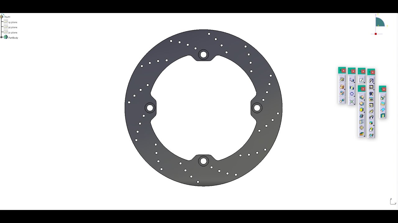 CATIA V5 - Brake Disc by Part Design - YouTube