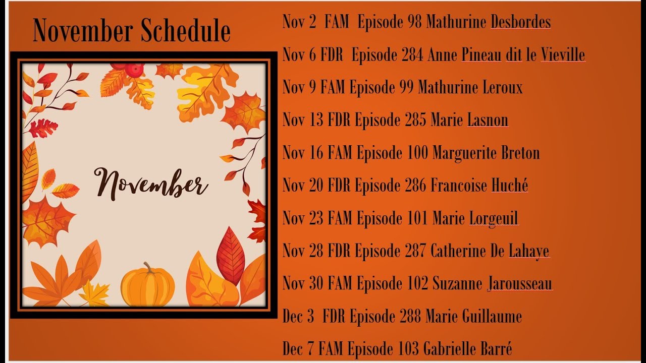 November schedule - YouTube