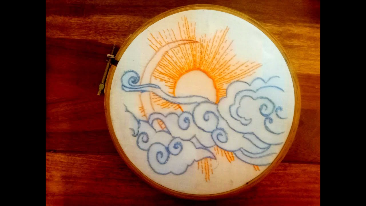 Beautiful Hand Embroidered Sun and Clouds#beginners # ...