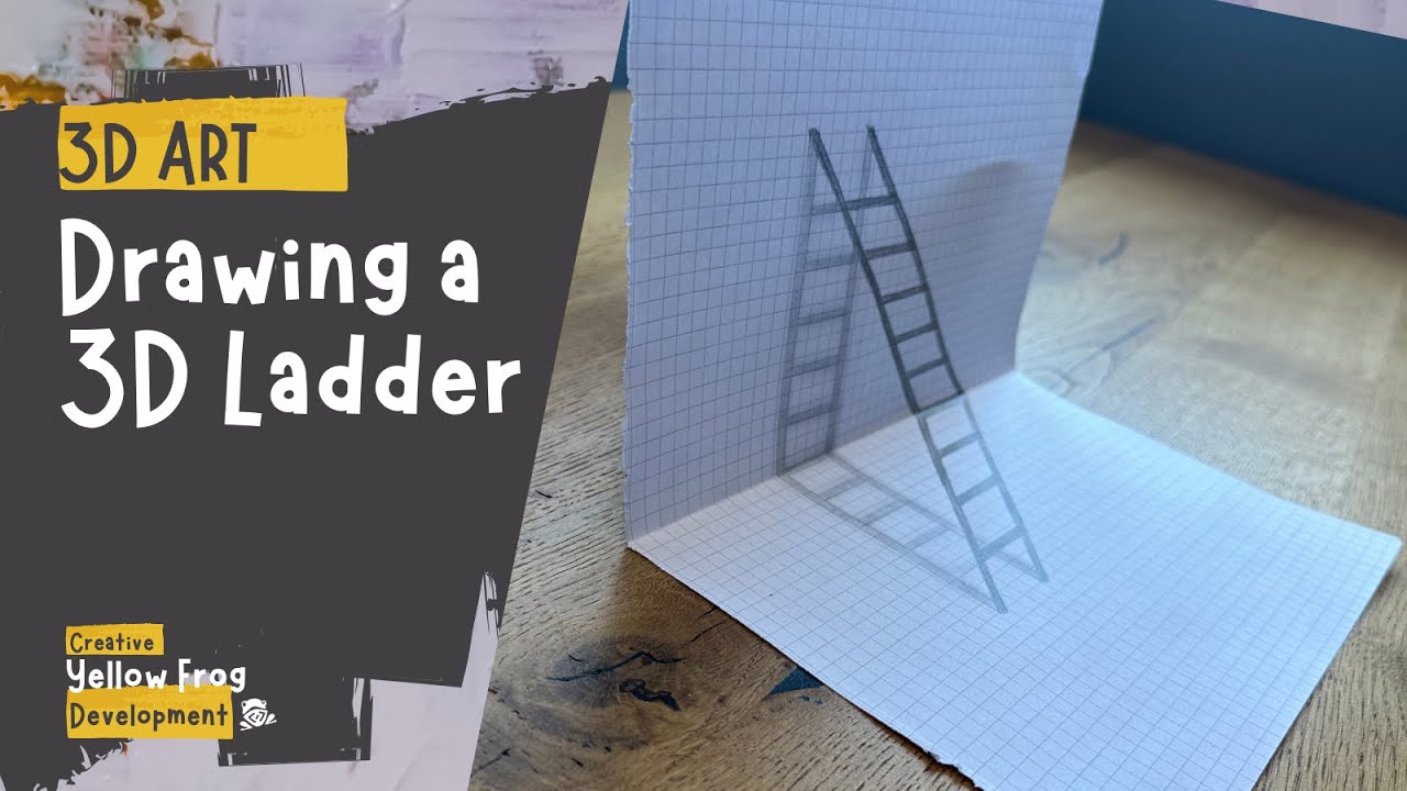 How to draw a 3D Ladder on paper | 3D Art Drawing a 3D Ladder ...