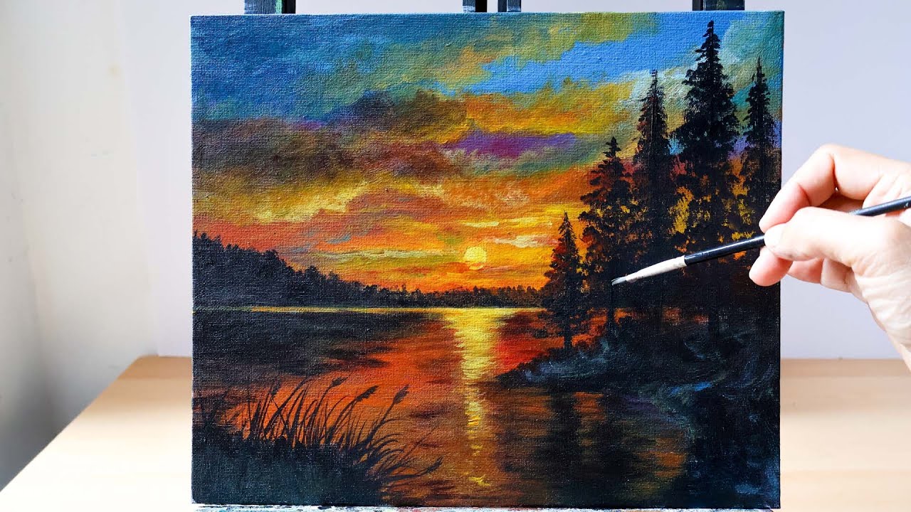 How to Paint a Sunset with Acrylics – Easy Tutorial - YouTube