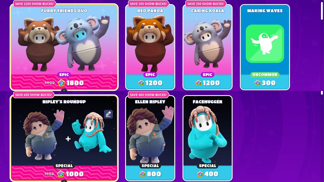 Fall Guys - Daily Item Shop - Sep. 30, 2022 - Red Panda 🦊 Koala 🐨 Ellen ...