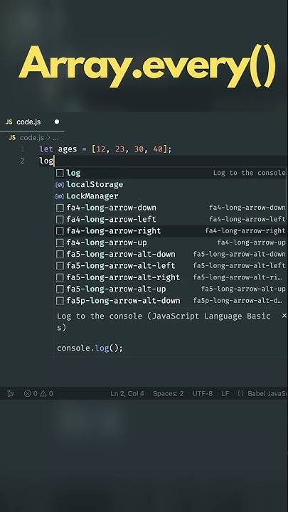 Arrayevery Method In Javascript Learn Javascript Shorts Js Javascript Youtube 2735