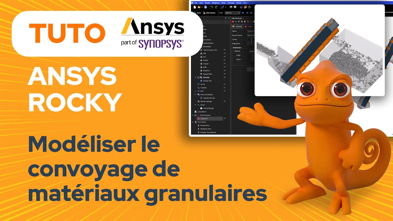 Ansys Rocky tuto FR : modéliser le convoyage de matériaux granulaires ...