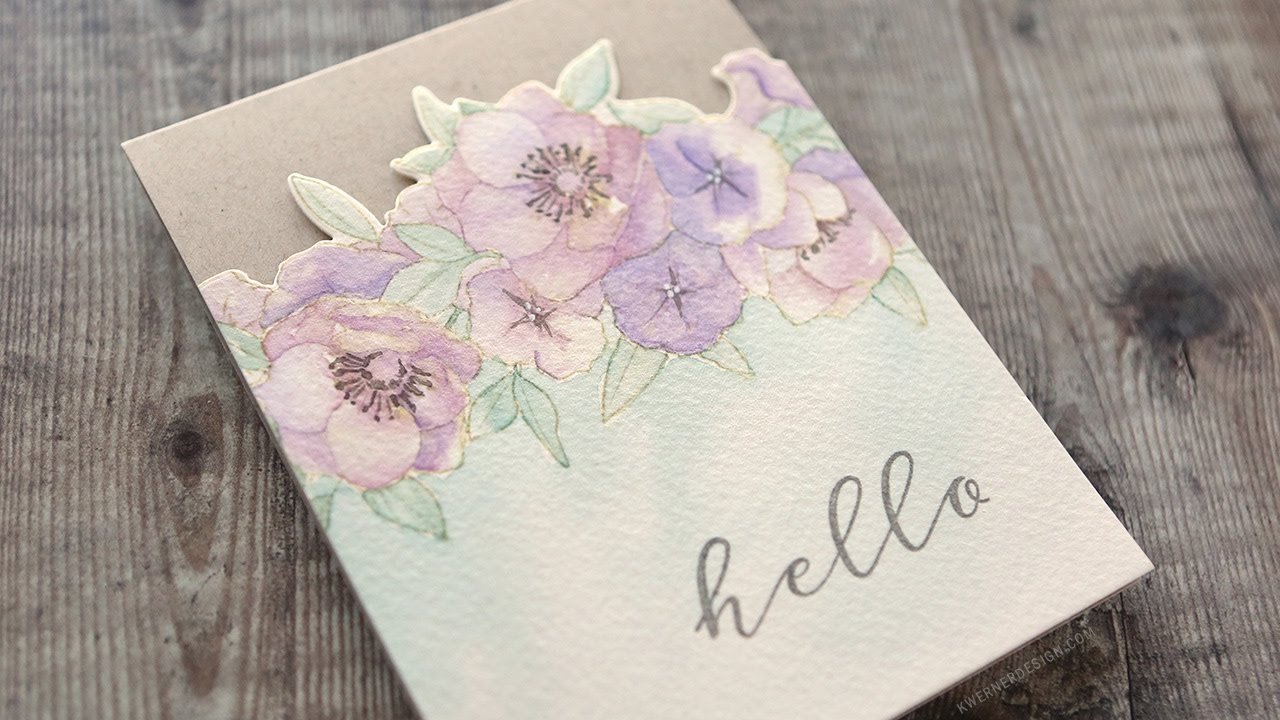 Soft Watercolor Flowers with Top Cut Edge (Partial Die Cutting) - YouTube