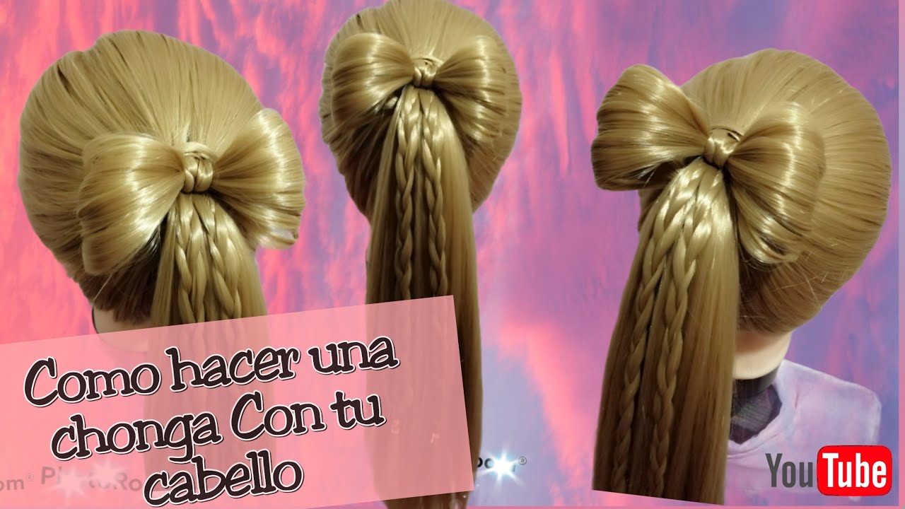 Como Hacer una chonga con tu mismo cabello en un solo paso - YouTube