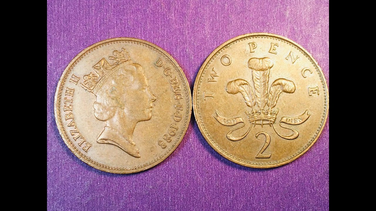 1988 UK TWO PENCE - Great Britain Tuppence Circulated - Almost Half ...