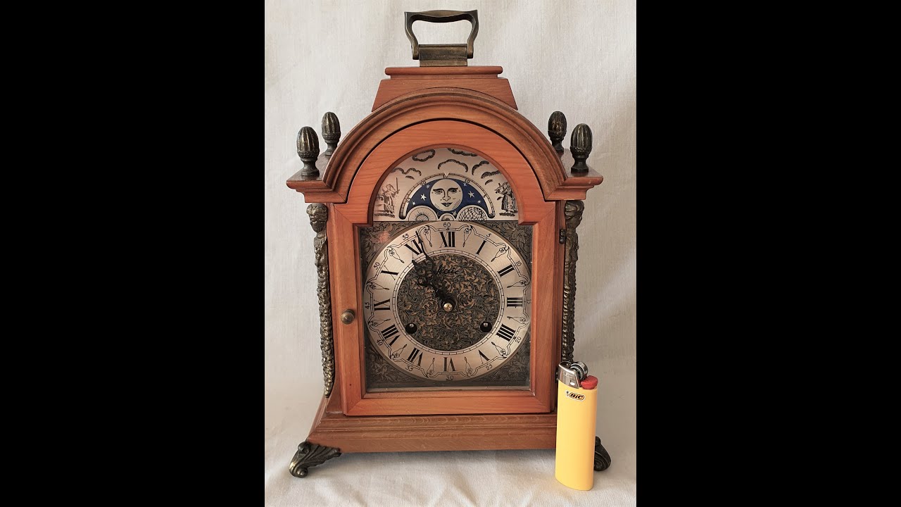 W. Haid Mantel Clock Germany 1975 Vintage 8 Day Key Wind Moon Dial ...