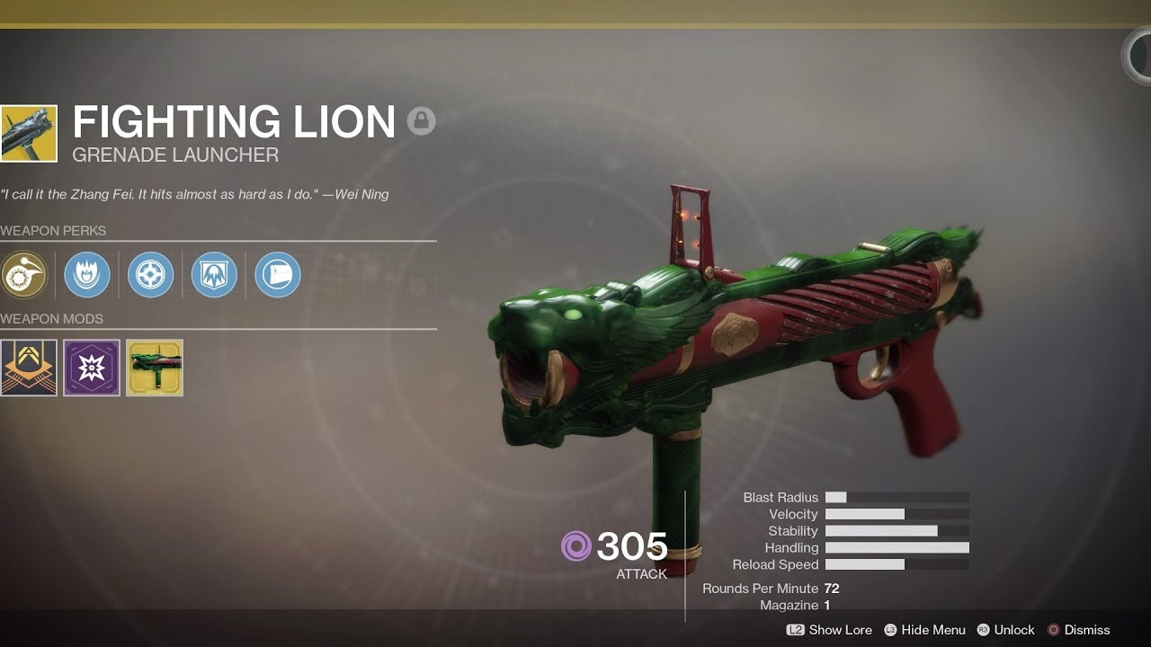 Destiny 2: Fighting Lion (Exotic showcase #14) - YouTube
