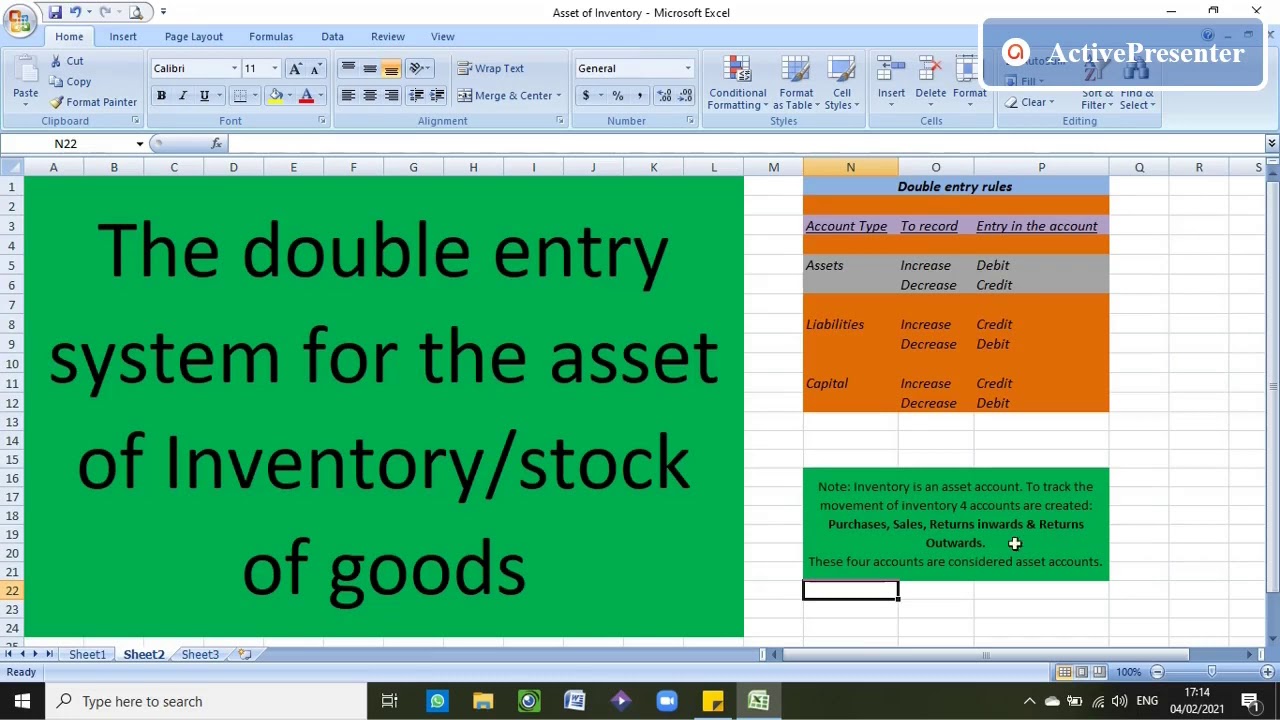 Asset of Stock & the double entry system - YouTube
