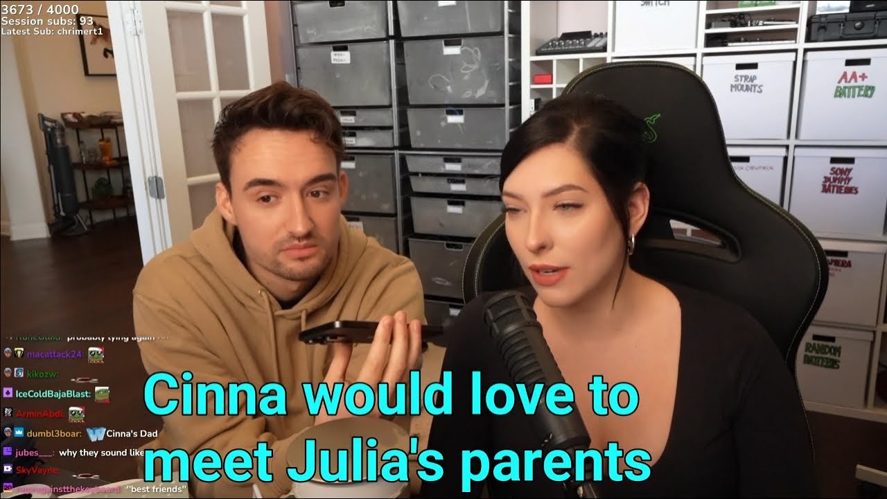 Julia tell Cinna that her parents watches her streams - YouTube