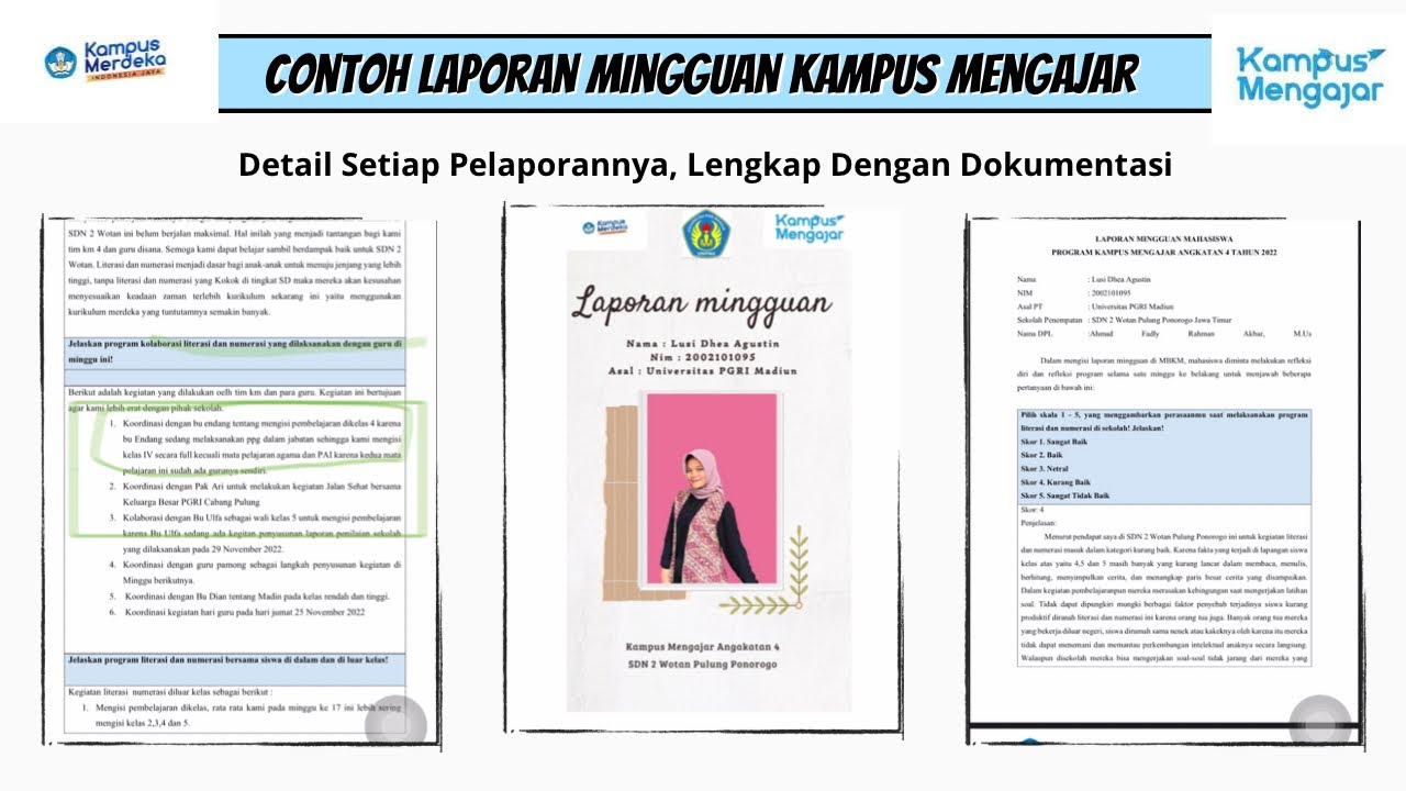 Contoh Laporan Mingguan Kampus Mengajar Lengkap dan Detail 🔥 # ...