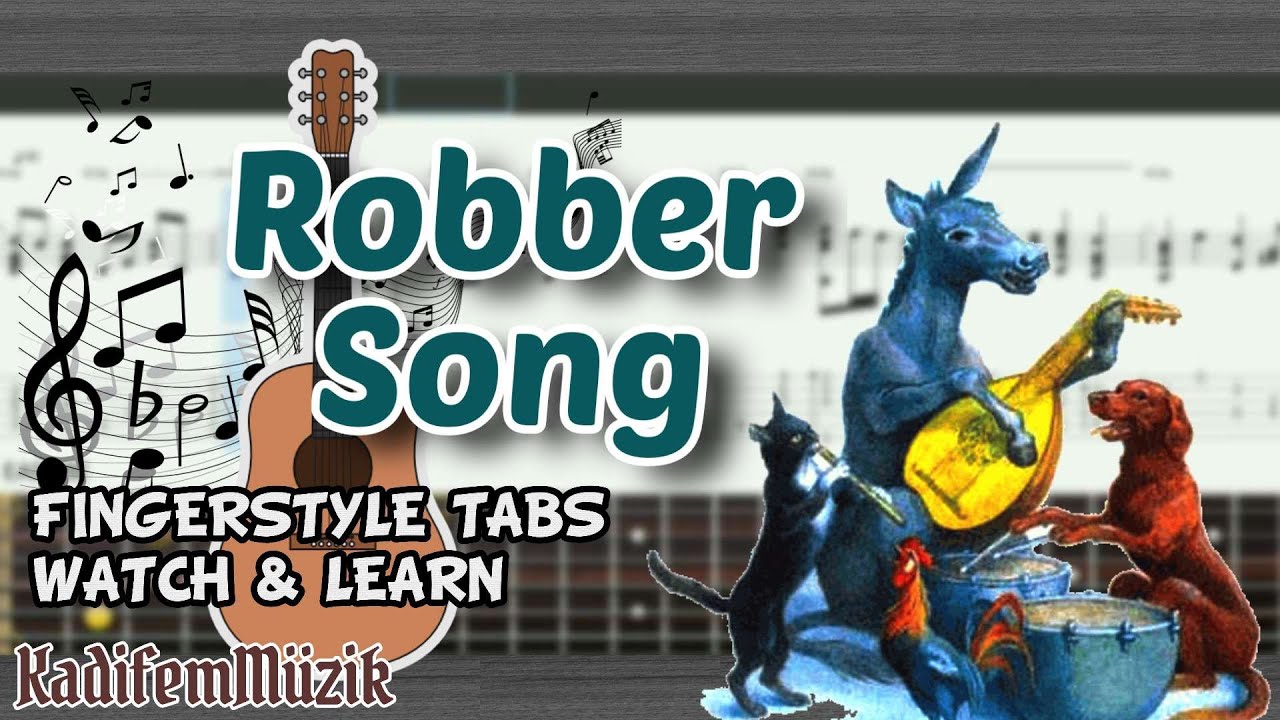 The Bremen Town Musicians-Robber Song Easy Fingerstyle Guitar Tutorial ...
