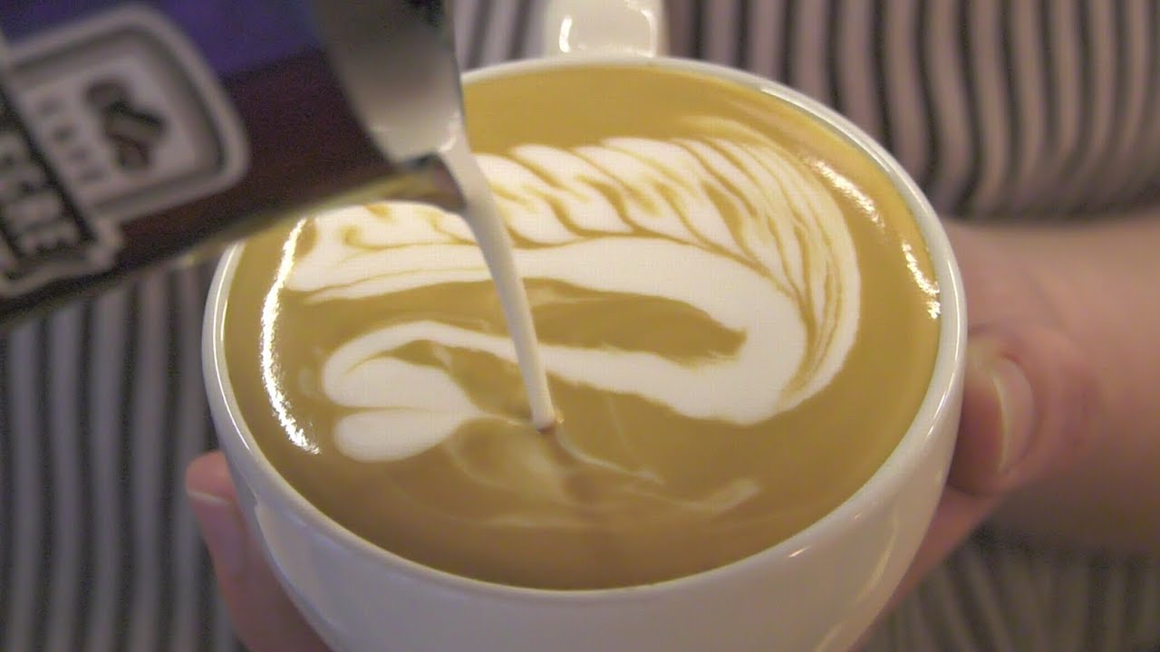 Latte art - Goose, Labuť. detail - slow motion. Cafe Alegre - YouTube
