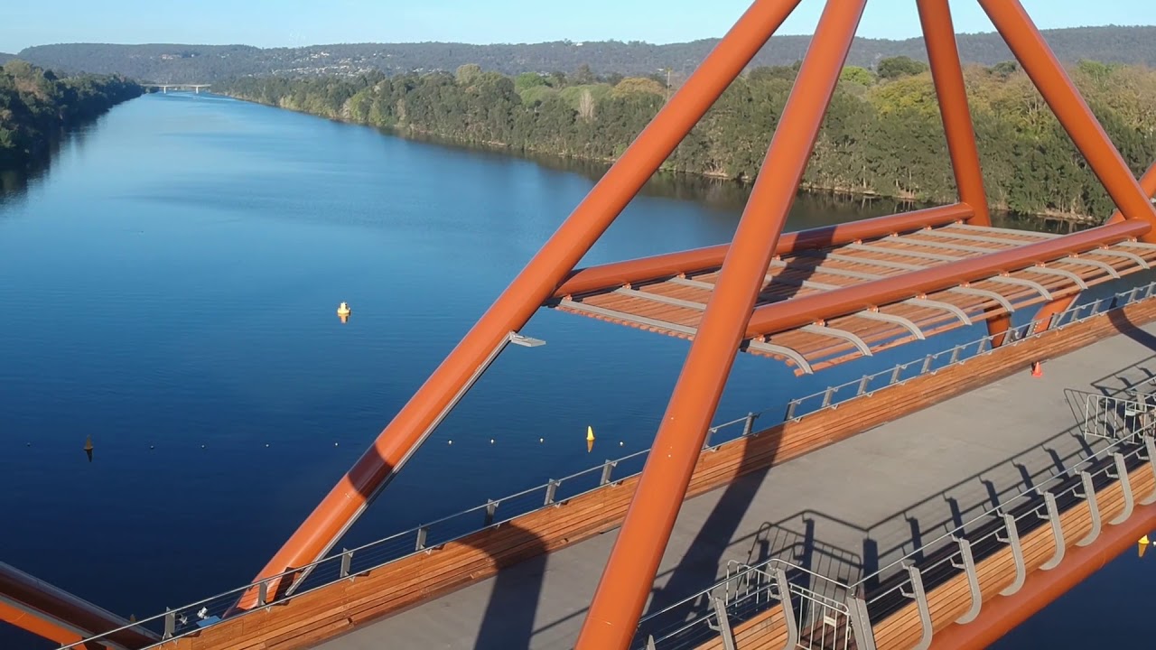 Drone footage of the new footbridge over the Nepean River at Penrith ...