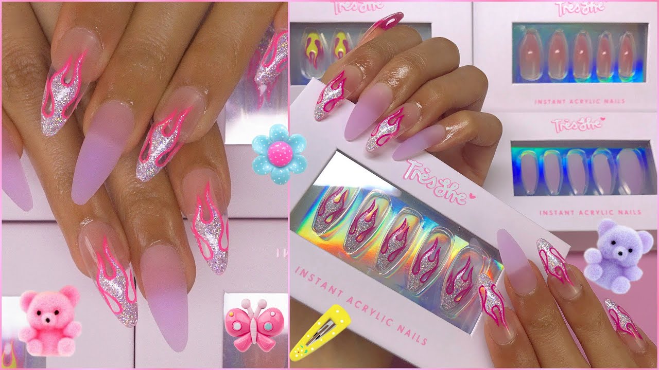 INSTANT ACRYLICS! Press On Nails Try-on & Review Très She Talons HAUL ...