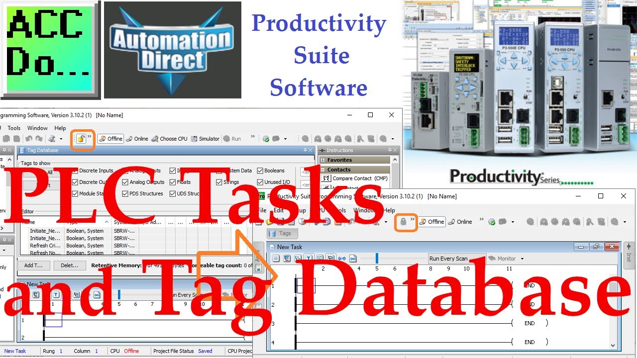 Productivity Suite PLC Tasks and Tag Database - YouTube