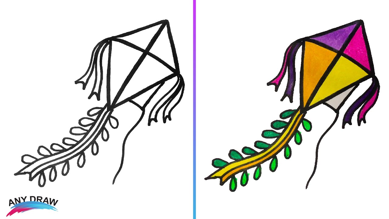 How to draw a Kite | Easy drawings - YouTube