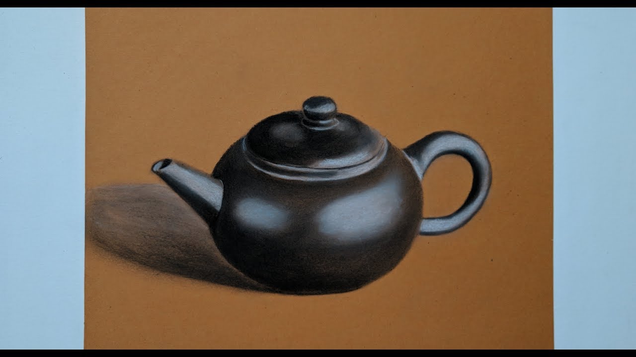 Drawing Realistic 3D Tea Pot | How To Draw A Kettle For Beginners - YouTube