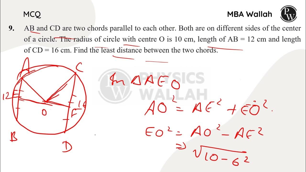 \(\mathrm{AB}\) and \(\mathrm{CD}\) are two chords parallel to each other. Both are on different ...