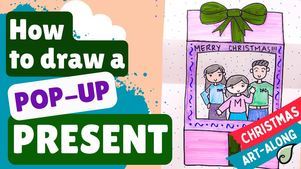 How to Draw a Pop Up Christmas Present | Art Along - YouTube