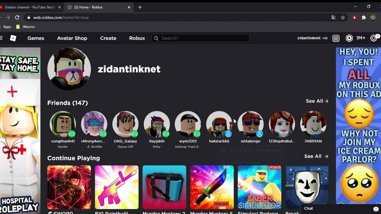 dapat 1m+ di roblox - YouTube