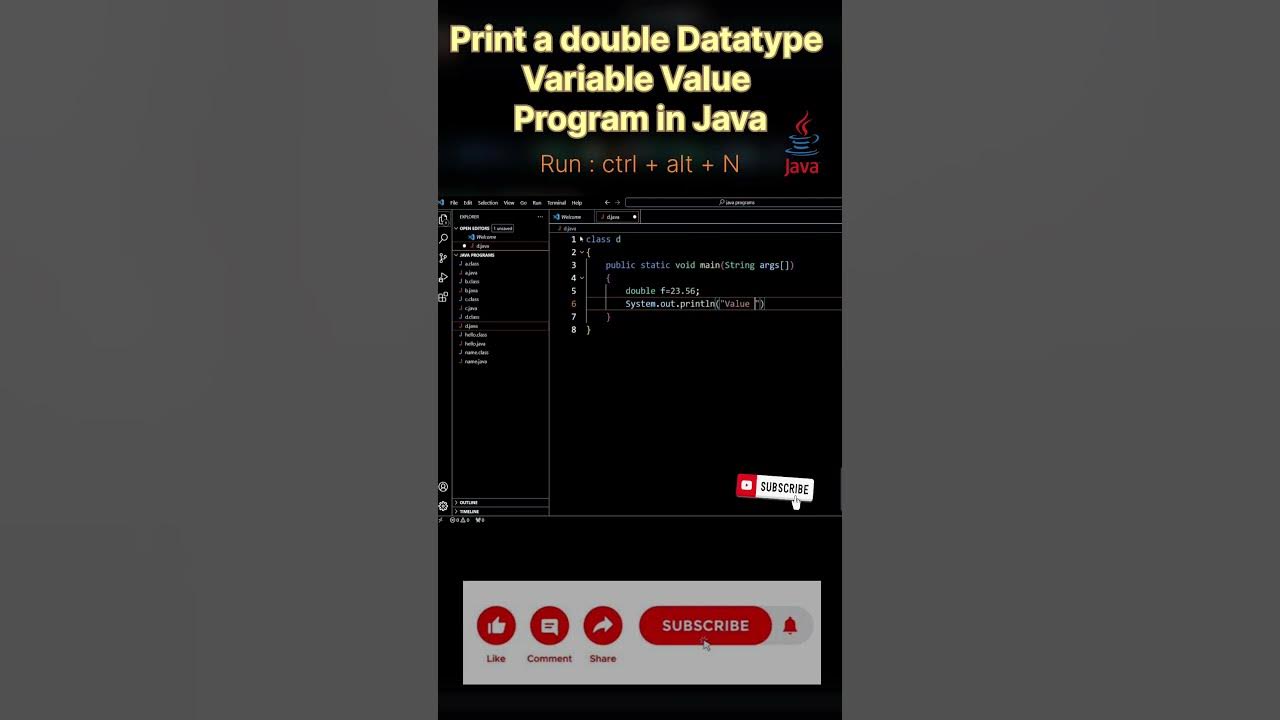 program of double datatype variable in Java | #shorts #youtube #ytshorts #trending # ...