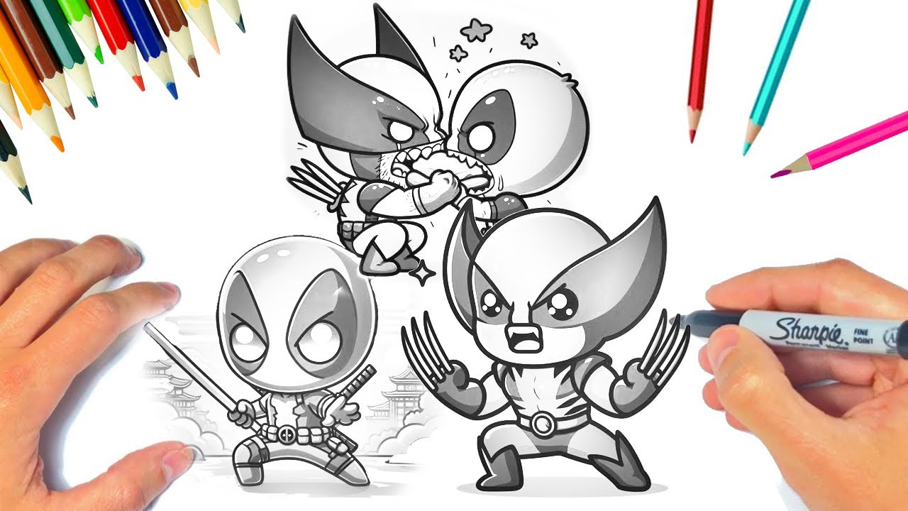 How to Draw WOLVERINE and DEADPOOL | EASY Drawing | Step by step ...