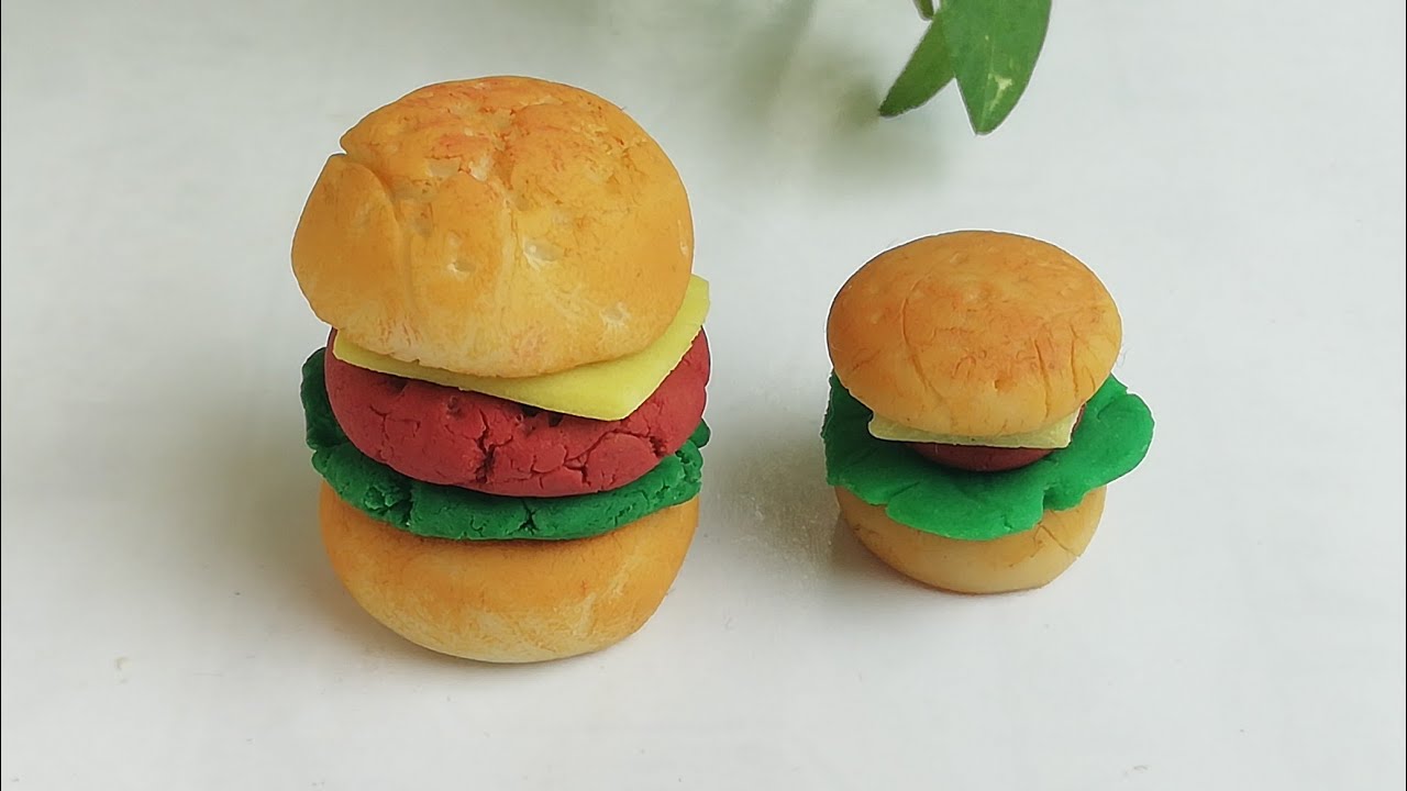 How to make clay burger || Miniature burger || ক্লে দিয়ে বার্গার ...