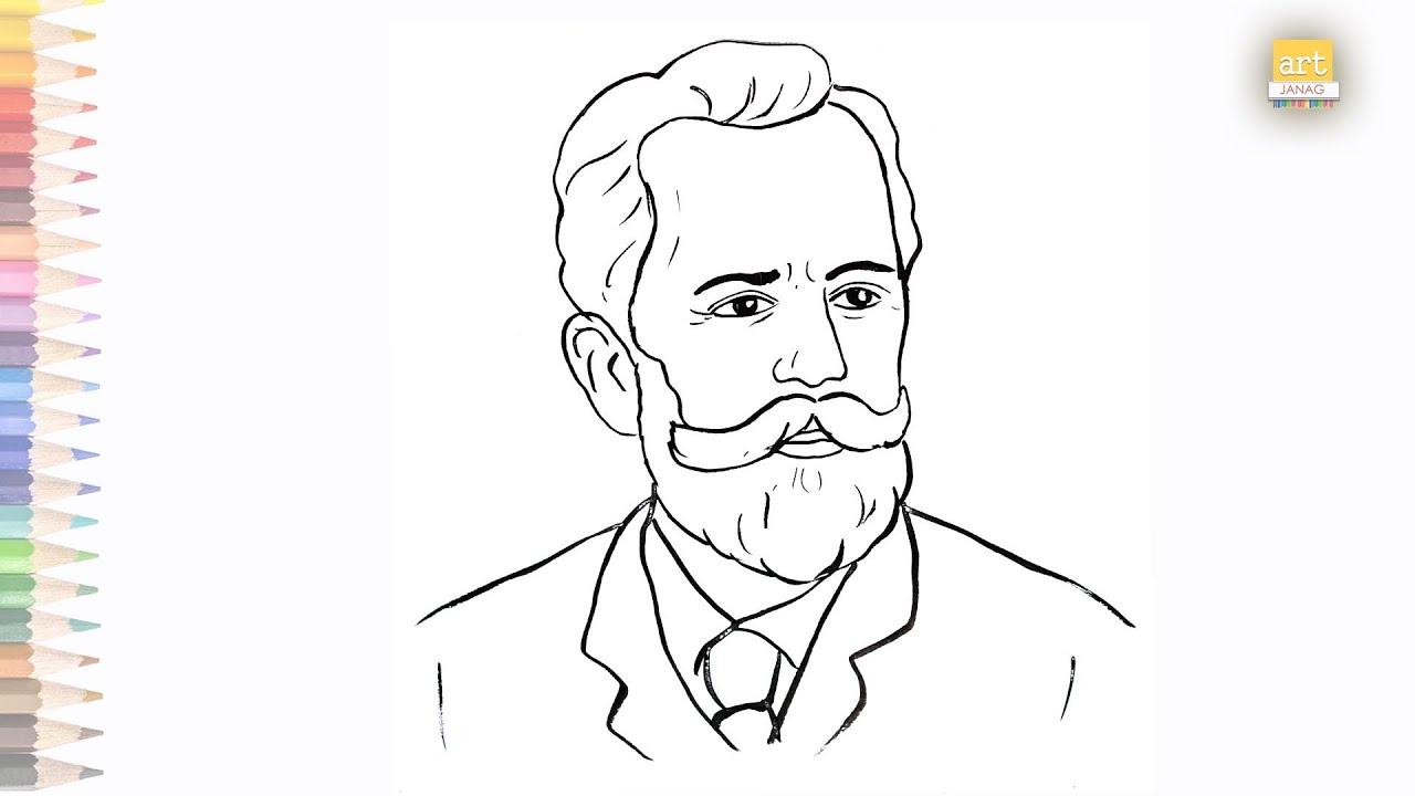 Pyotr Ilyich Tchaikovsky drawing easy | How to draw Pyotr Ilyich ...