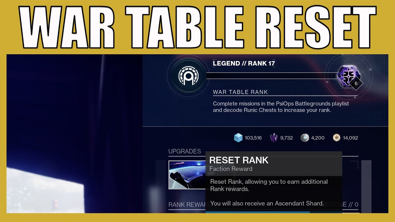 How To Reset War Table Rank In Destiny 2 Witch Queen - YouTube