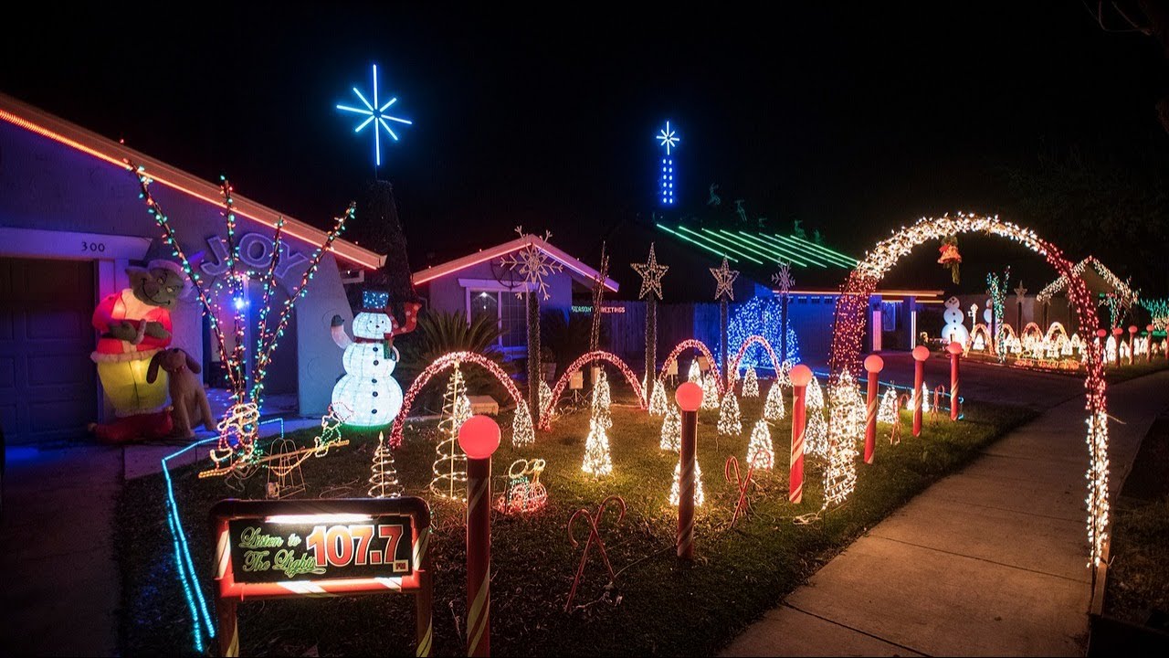 See Annual Christmas display lights up Sunset Drive in Merced - YouTube