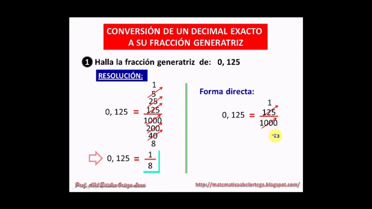 FRACCIÓN GENERATRIZ Decimal exacto - YouTube