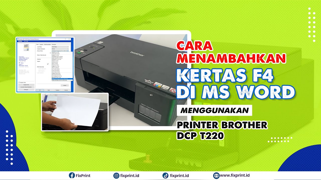 CARA SETTING & MENAMBAHKAN UKURAN KERTAS F4 PADA PRINTER BROTHER DCP ...
